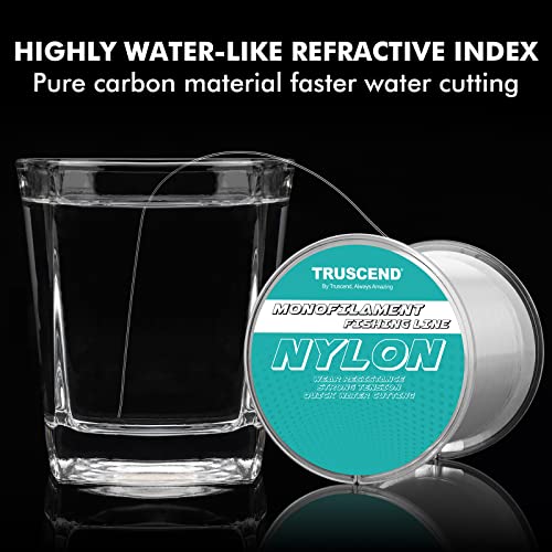 TRUSCEND Monofilament Fishing Line, Superior Nylon Low Memory Fishing Line, Excellent Casting, Exceptional Strength and Abrasion Resistance Mono Line, Ties Strong Knots, 16lb/0.3mm/547yds