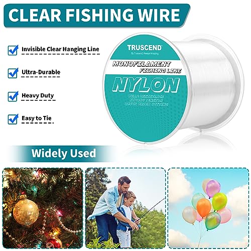 TRUSCEND Monofilament Fishing Line, Superior Nylon Low Memory Fishing Line, Excellent Casting, Exceptional Strength and Abrasion Resistance Mono Line, Ties Strong Knots, 16lb/0.3mm/547yds