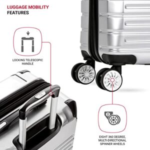 SwissGear 7782 Hardside Expandable Luggage with Spinner Wheels, Silver, Checked-Medium 24-Inch