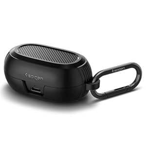 spigen rugged armor designed for jabra elite 7 pro/elite 7 active case with keychain - matte black