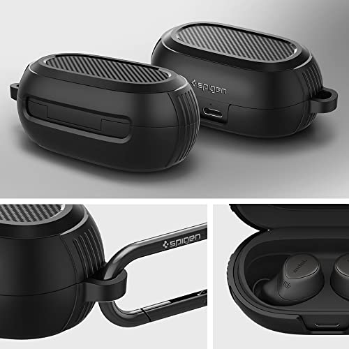 Spigen Rugged Armor Designed for Jabra Elite 7 Pro/Elite 7 Active Case with Keychain - Matte Black