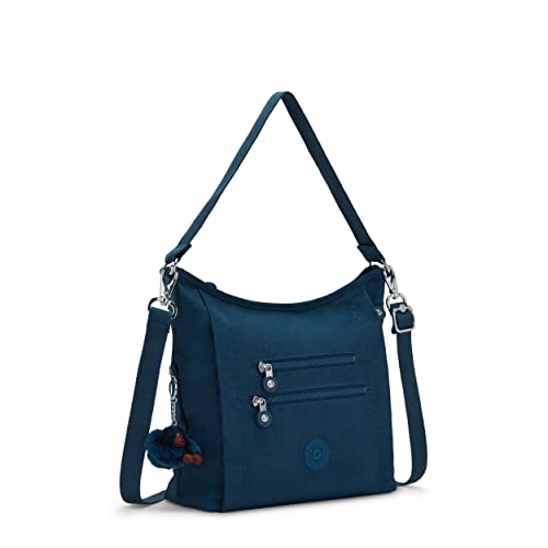 Kipling Women's Belammie Handbag, Organize Accessories, Spacious Interior, Removable Shoulder Strap, Nylon Travel Bag, Night Teal Tonal