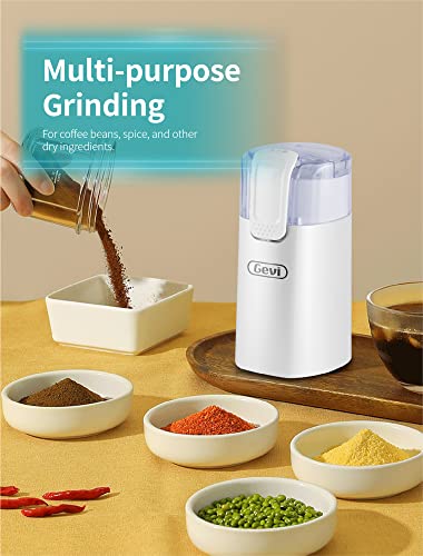 Gevi Coffee Grinder, Electric Coffee Grinder, Quiet Grinder with Staninless Steel Blade for Coffee Beans, Peanut, Beans, Spice, Nuts and More, with 2-in-1 Brush&Spoon