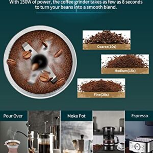 Gevi Coffee Grinder, Electric Coffee Grinder, Quiet Grinder with Staninless Steel Blade for Coffee Beans, Peanut, Beans, Spice, Nuts and More, with 2-in-1 Brush&Spoon