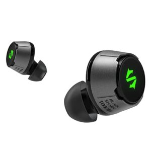 black shark wireless earbuds with 35ms ultra-low latency, gaming bluetooth earbuds with studio-quality sound, bluetooth 5.2, ipx5 waterproof, 24h listening time, clear mics, comfort fit - lucifer t4