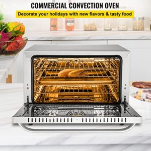 VEVOR Commercial Convection Oven, 47L/43Qt, Half-Size Conventional Oven Countertop, 1600W 4-Tier Toaster w/Front Glass Door, Electric Baking Oven w/Trays Wire Racks Clip Gloves, 120V