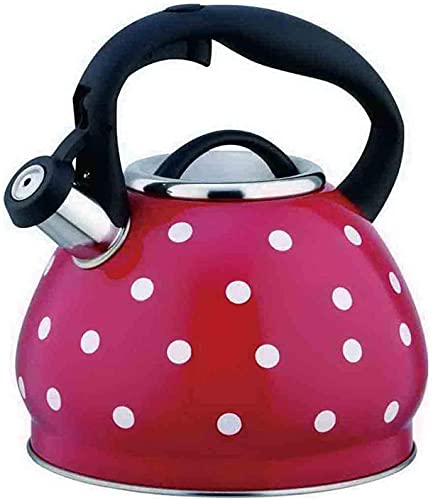 Tea Kettle Whistling Tea Pots 3L Large Whistle Stove Teapot Kettle One-Button Opening and Closing Household Stainless Steel Teapot Chihen220112(Color:Red;Size:3L)