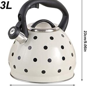 Tea Kettle Whistling Tea Pots 3L Large Whistle Stove Teapot Kettle One-Button Opening and Closing Household Stainless Steel Teapot Chihen220112(Color:Red;Size:3L)