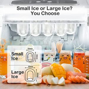 Zyerch Ice Maker Machine Countertop, 26lb Ice Per Day, Large or Small Ice Option, Easy to Clean, Enjoy Endless Supply of Ice in Party, Office, Patio, Home