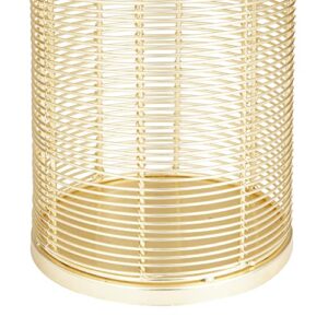 Deco 79 Metal Pillar Candle Lantern with Thin Metal Handle, 8" x 6" x 9", Gold