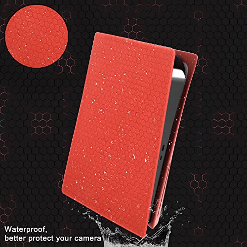 DOB SECHS Silicone PS5 Cover for Playstation 5 Disc Edition Console, Anti-Scratch, Anti-Fall PS5 Skin Protective Cover, Waterproof, Dustproof PS5 Console Cover, Red