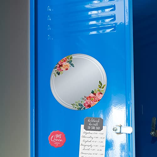 Canopy Street Vibrant Floral Round Magnetic Locker Mirror / 5" Diameter Stylish Locker Décor/Shatterproof Durable Teen Girl School Locker Accessory/Made in The USA