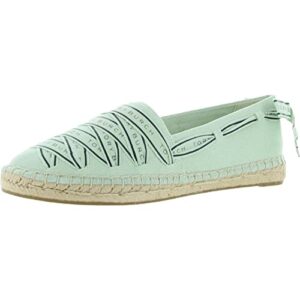 tory burch womens tory ribbon canvas espadrilles green 6.5 medium (b,m)