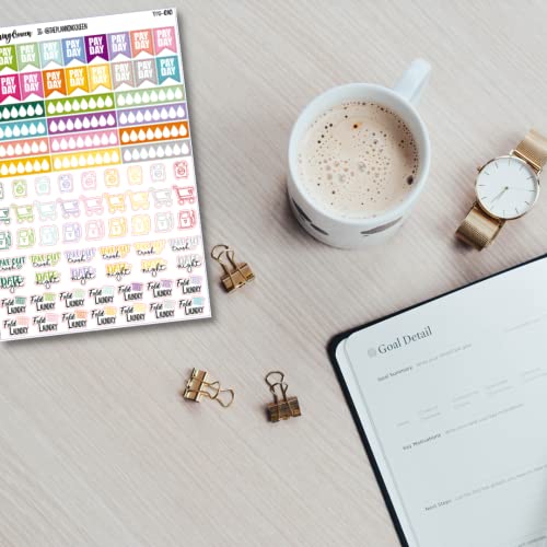 Productivity Sticker Bundle, 850+ stickers, adult calender stickers, variety sticker pack, journal and calendar, Accessories for planning, six sticker sheets per pack!