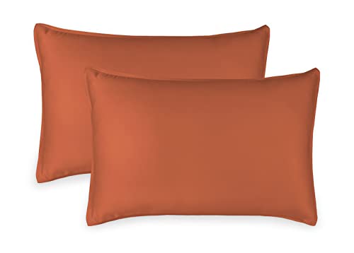 URE Bamboo Queen Pillowcase 2pc Set (20x30 inch) - Genuine 100% Organic Bamboo Viscose, Luxuriously Soft & Cooling, Double Stitching, Envelope Closure (2 Queen Pillowcases, Terracotta)