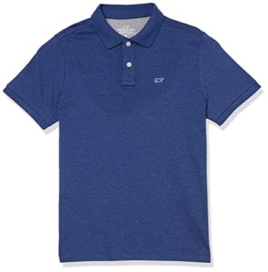 vineyard vines boys' edgartown short sleeve pique polo, deep bay, 4