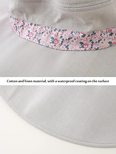 Sun Hats for Women Foldable Wide Birm Boonie Hat Adjustable UV Protection Fishing Hiking Hat with Windproof Tether Light Gray