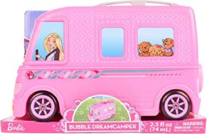 barbie dream camper bubble machine | vehicle toy with lights and sounds for kids | bubble solution included - sunny days entertainment