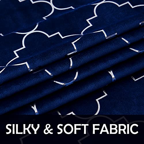 Jackroy Velvet Blackout Curtains 84 Inch Length for Dining Room, Silver Pattern Curtains for Living Room 2 Panels Set, Light Blocking Grommet Design Curtains for Bedroom with 52”Wx84”L