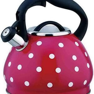 Tea Kettle Whistling Tea Pots Camping Kettles for Boiling Water Stainless Steel Whistling Kettle with Handle Gas Stove Top Kettle Chihen220117(Color:Red;Size:3L)