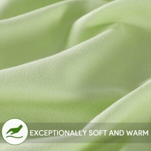 Full Size Bed Sheets Set 4 Piece - HENGWEI Extra Soft Deep Pocket Bedding Sheets & Pillowcases, Brushed Microfiber, Wrinkle Free, Fade Resistant, Breathable - Sage Green