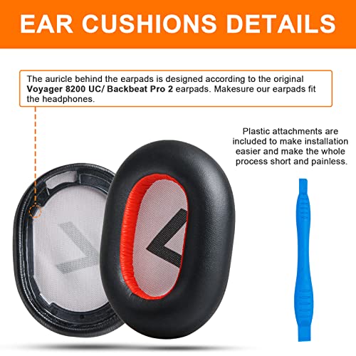 Replacement Ear Pads for Plantronics Voyager 8200 UC, Earpads Cushions Compatible with Plantronics BackBeat Pro 2 Wireless Headphones, Premium Protein Leather Softer Memory Foam Noise Canceling