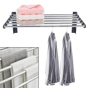 DYRABREST Wall Mount Clothes Drying Rack,Bathroom Clothes Hanger, Stainless Steel Foldable Drying Rack, Balcony Wall Mounted Clothes Hanger 23.62x15.35x8.66inch