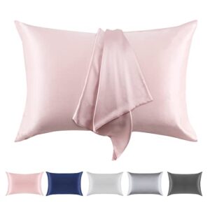 jadebeads 100% pure mulberry silk 22momme luxurious pillowcase for hair and skin grade 6a pink silk pillowcase anti acne & anti aging silk pillow case with zipper (queen30 x 20", 1 pack)