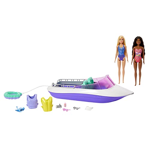 Barbie Mermaid Power Playset with 2 Dolls & 18-inch Floating Boat with See-Through Bottom, 4 Seats & Accessories, Toy for 3 Year Olds & Up