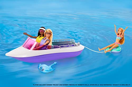 Barbie Mermaid Power Playset with 2 Dolls & 18-inch Floating Boat with See-Through Bottom, 4 Seats & Accessories, Toy for 3 Year Olds & Up