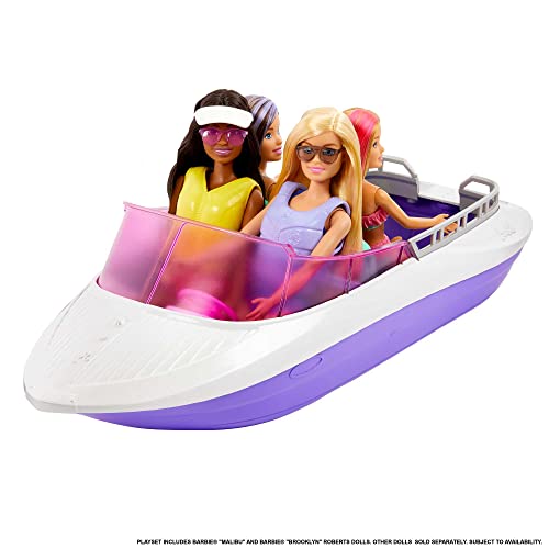 Barbie Mermaid Power Playset with 2 Dolls & 18-inch Floating Boat with See-Through Bottom, 4 Seats & Accessories, Toy for 3 Year Olds & Up