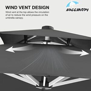 ABCCANOPY 9FT Cantilever Patio Umbrella Double Top Square Umbrella Outdoor Offset Umbrella with 360° Rotation,Dark Gray