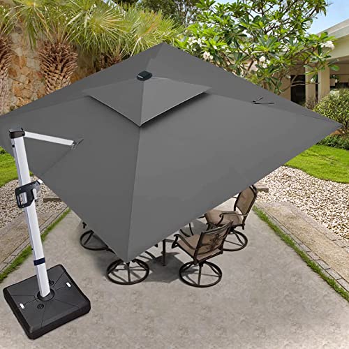 ABCCANOPY 9FT Cantilever Patio Umbrella Double Top Square Umbrella Outdoor Offset Umbrella with 360° Rotation,Dark Gray