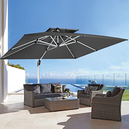 ABCCANOPY 9FT Cantilever Patio Umbrella Double Top Square Umbrella Outdoor Offset Umbrella with 360° Rotation,Dark Gray