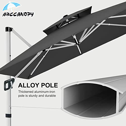 ABCCANOPY 9FT Cantilever Patio Umbrella Double Top Square Umbrella Outdoor Offset Umbrella with 360° Rotation,Dark Gray