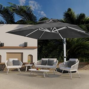 ABCCANOPY 9FT Cantilever Patio Umbrella Double Top Square Umbrella Outdoor Offset Umbrella with 360° Rotation,Dark Gray