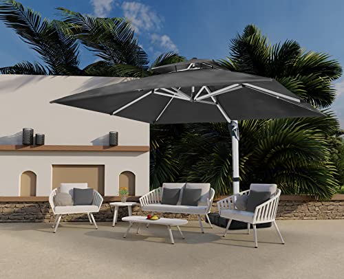 ABCCANOPY 9FT Cantilever Patio Umbrella Double Top Square Umbrella Outdoor Offset Umbrella with 360° Rotation,Dark Gray