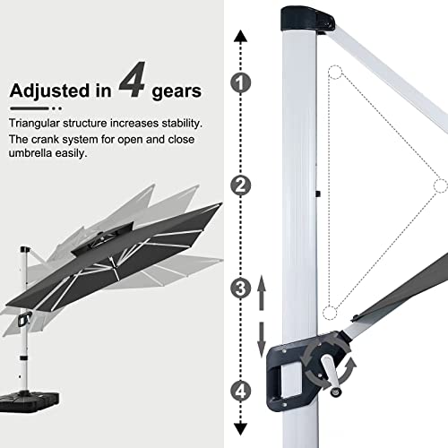 ABCCANOPY 9FT Cantilever Patio Umbrella Double Top Square Umbrella Outdoor Offset Umbrella with 360° Rotation,Dark Gray