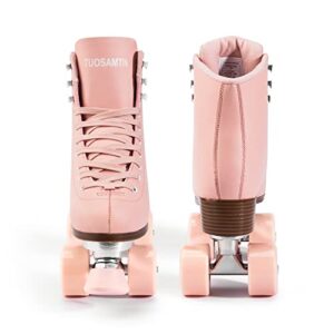 Tuosamtin Roller Skates for Women/Youth with Height Adjustable stoppers Retro Quad Roller Skates for Outdoor and Indoor (7, Pink)