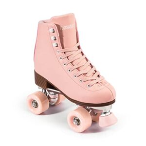 tuosamtin roller skates for women/youth with height adjustable stoppers retro quad roller skates for outdoor and indoor (7, pink)