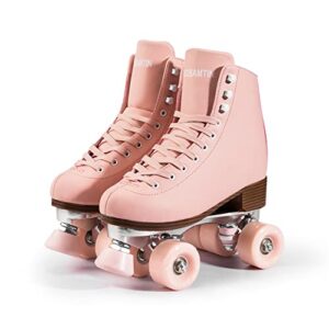 Tuosamtin Roller Skates for Women/Youth with Height Adjustable stoppers Retro Quad Roller Skates for Outdoor and Indoor (7, Pink)