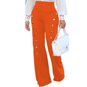 PINSV Women's Stretchy Bootcut Pull On Dress Pants Business Casual Work Pants Orange L