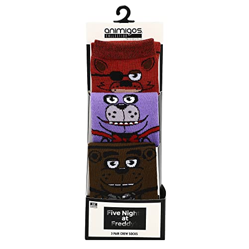 Bioworld Five nights at freddy's Animatronics 3-Pack Animigos crew Socks for Youth