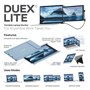 New Mobile Pixels Duex Lite Portable Monitor for Laptops (2023 Upgraded), 12.5" Full HD IPS Laptop Screen Extender, USB C/HDMI Powered Plug and Play,Windows/Mac/Android/Switch Compatible (Sky Blue)