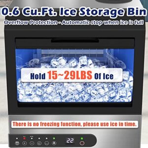 Commercial Ice Maker, 100LBS/24H Under Counter Ice Maker Machine w/Large Ice Bin, 45 Ice Cubes/Cycle, 2 Water Inlet Modes, Self Clean, 24H Timer, Freestanding Ice Machine for Bar, Coffee Shop