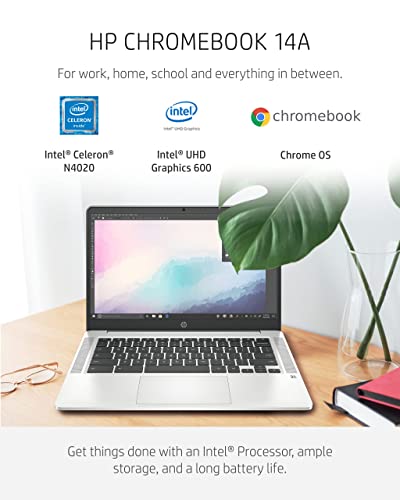 HP Chromebook 14 Laptop, Intel Celeron Processor, 4 GB RAM, 32 GB eMMC, 14” FHD (1920 x 1080) Chrome OS (14a-na0160nr) (Renewed)