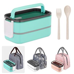 adult bento box lunch box large, bento box japanese lunch box kit with bag & utensils, food picks for bento box containers, stackable bento box for adults, microwave bento boxes bpa-free food safe