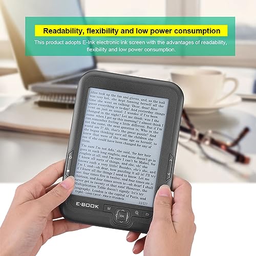 Heayzoki E-Book Reader,E‑Ink 6 inch E‑Reader,1024 x 768 Resolution Display 300DPI Blue Cover 16GB 8GB 4GB(Black)