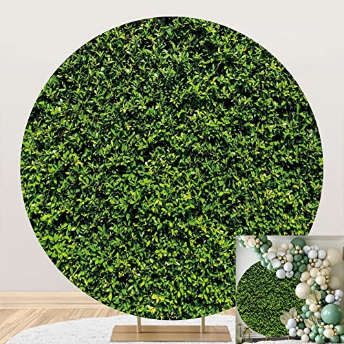 Canessioa 7.2x7.2ft Green Leaf Round Backdrop Cover Nature Greenery Leaves Wall Round Backdrop Spring Easter Party Baby Shower Bridal Shower Wedding Birthday Party Circle Backdrop Cover Polyester