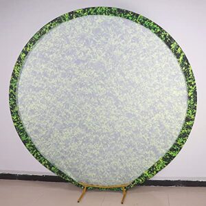 Canessioa 7.2x7.2ft Green Leaf Round Backdrop Cover Nature Greenery Leaves Wall Round Backdrop Spring Easter Party Baby Shower Bridal Shower Wedding Birthday Party Circle Backdrop Cover Polyester